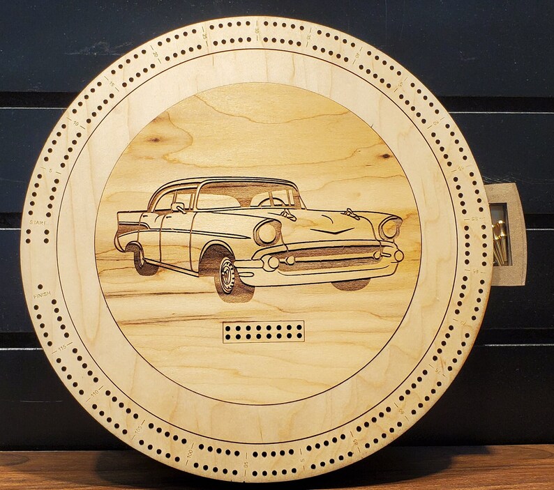 1957 Chevy Bel Air Themed Wooden Cribbage Board - Etsy