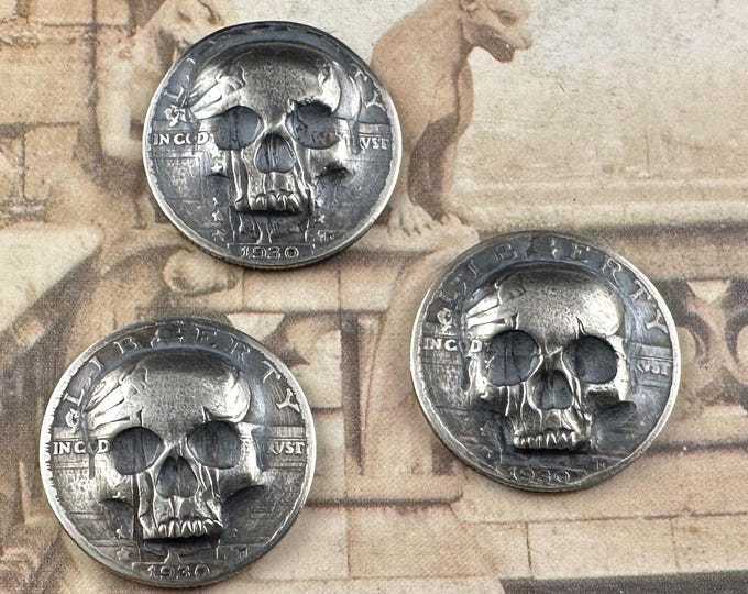 90% Silver 1930 Standing Liberty Quarter Repousse Coin -- Skull - Etsy