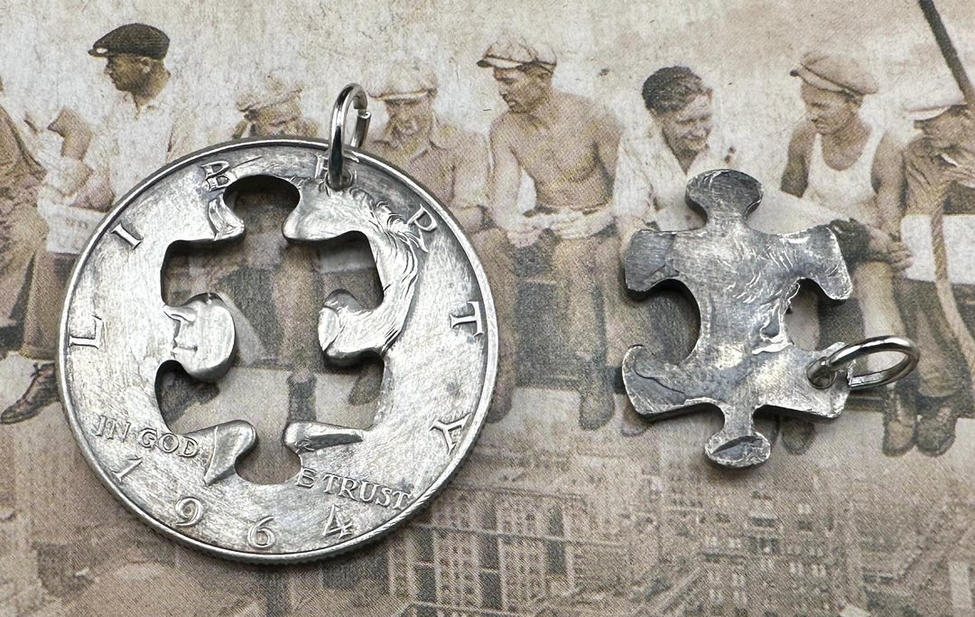 1964 Kennedy Silver Half Dollar Cut-out Coin Pendants-- Puzzle - Etsy