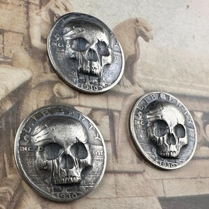 90% Silver 1930 Standing Liberty Quarter Repousse Coin -- Skull - Etsy