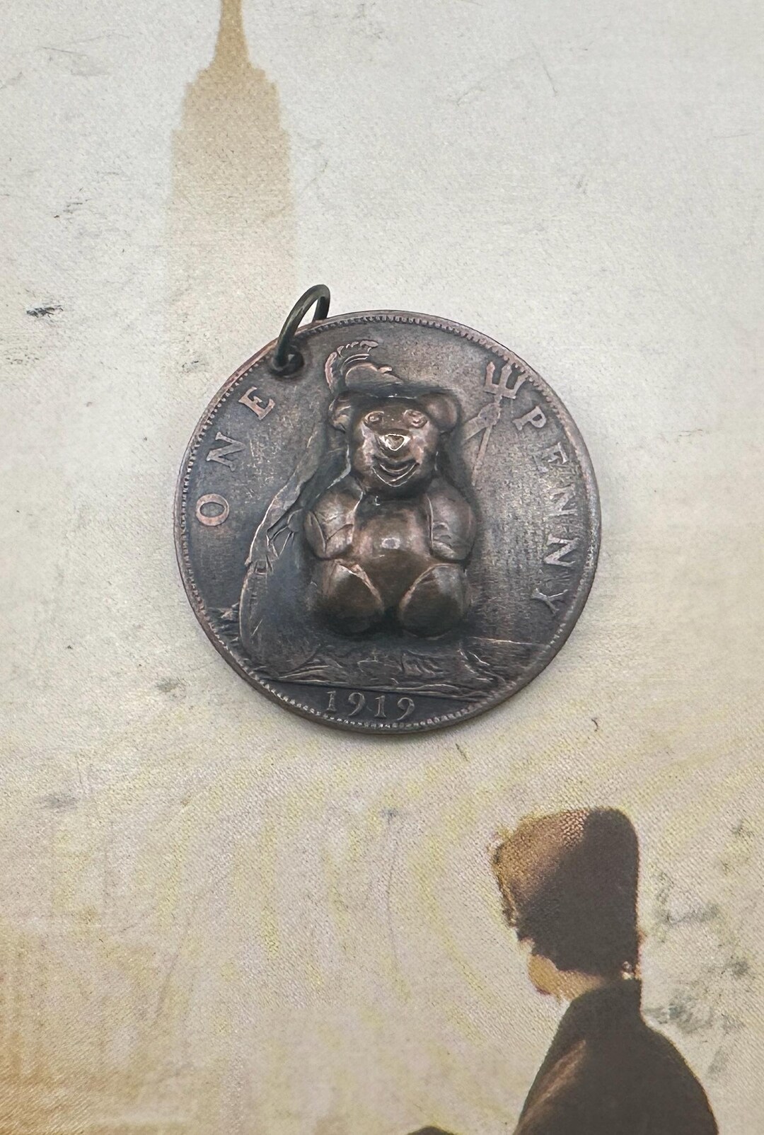 1919 British Large Penny Repousse Coin Teddy Bear - Etsy