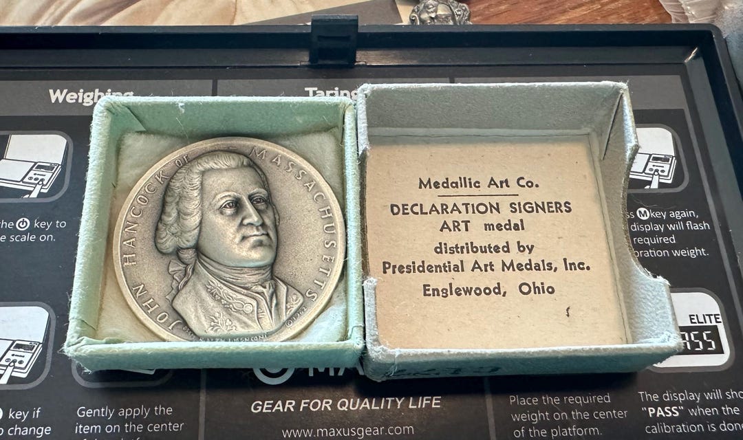 John Hancock Presidential Art Medal by Medallic Art Co. Pure Silver ...
