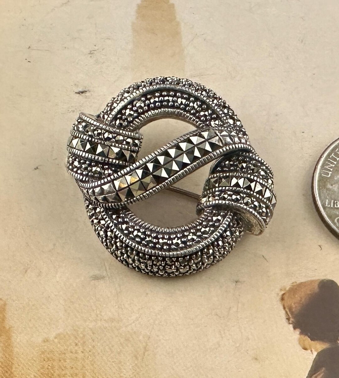 Vintage Sterling Judith Jack Marcasite Pin Marked JJ Sterling - Etsy