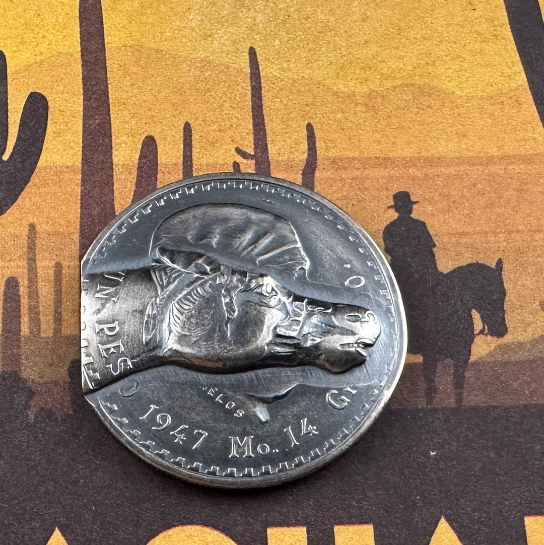 1947 Un Peso, 50% Silver, Repousse Coin -- Racehorse - Etsy