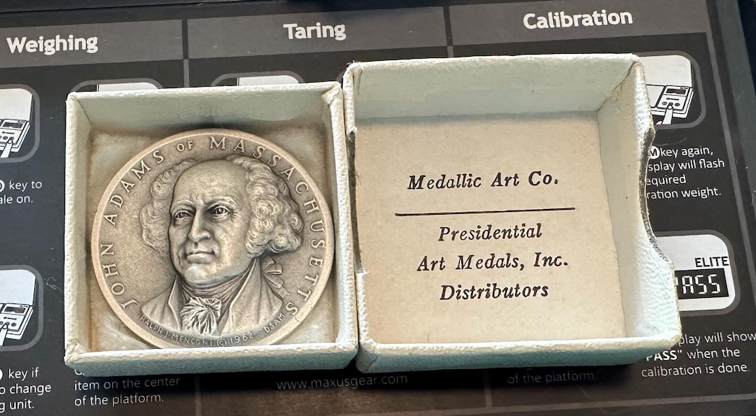 John Adams Presidential Art Medal by Medallic Art Co. Pure Silver, .999 ...