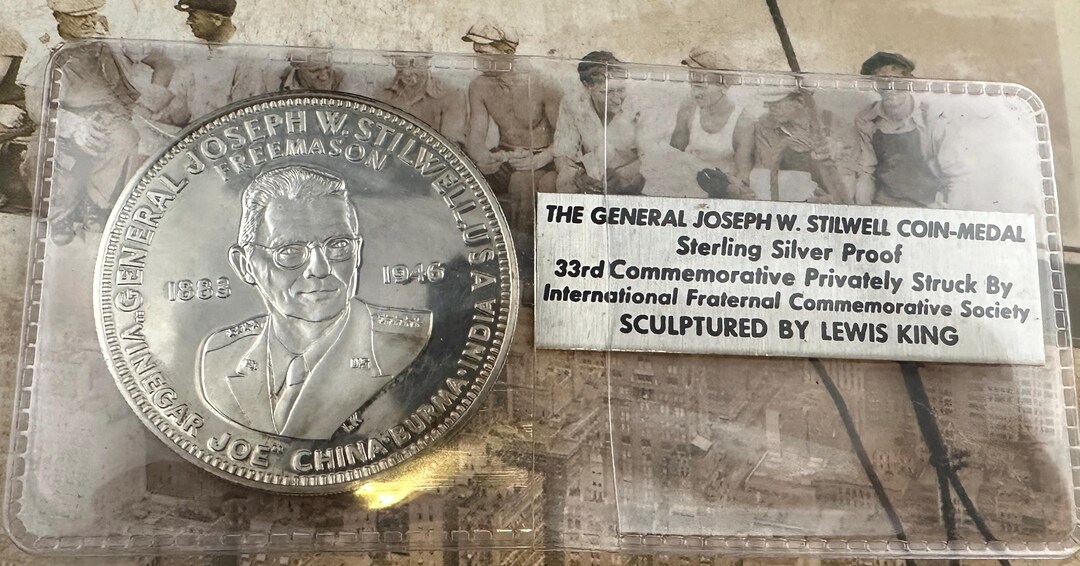 General Joseph W. Stilwell, Sterling Silver Proof (92.5%), Freemason ...
