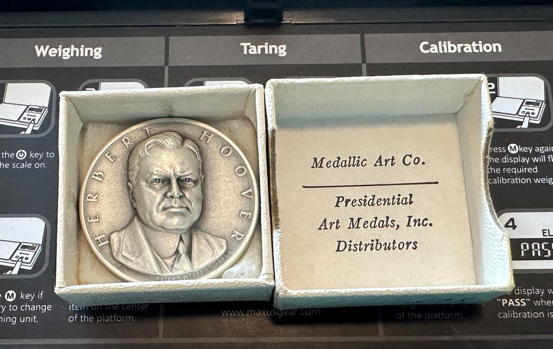 Herbert Hoover Presidential Art Medal by Medallic Art Co. Pure Silver ...