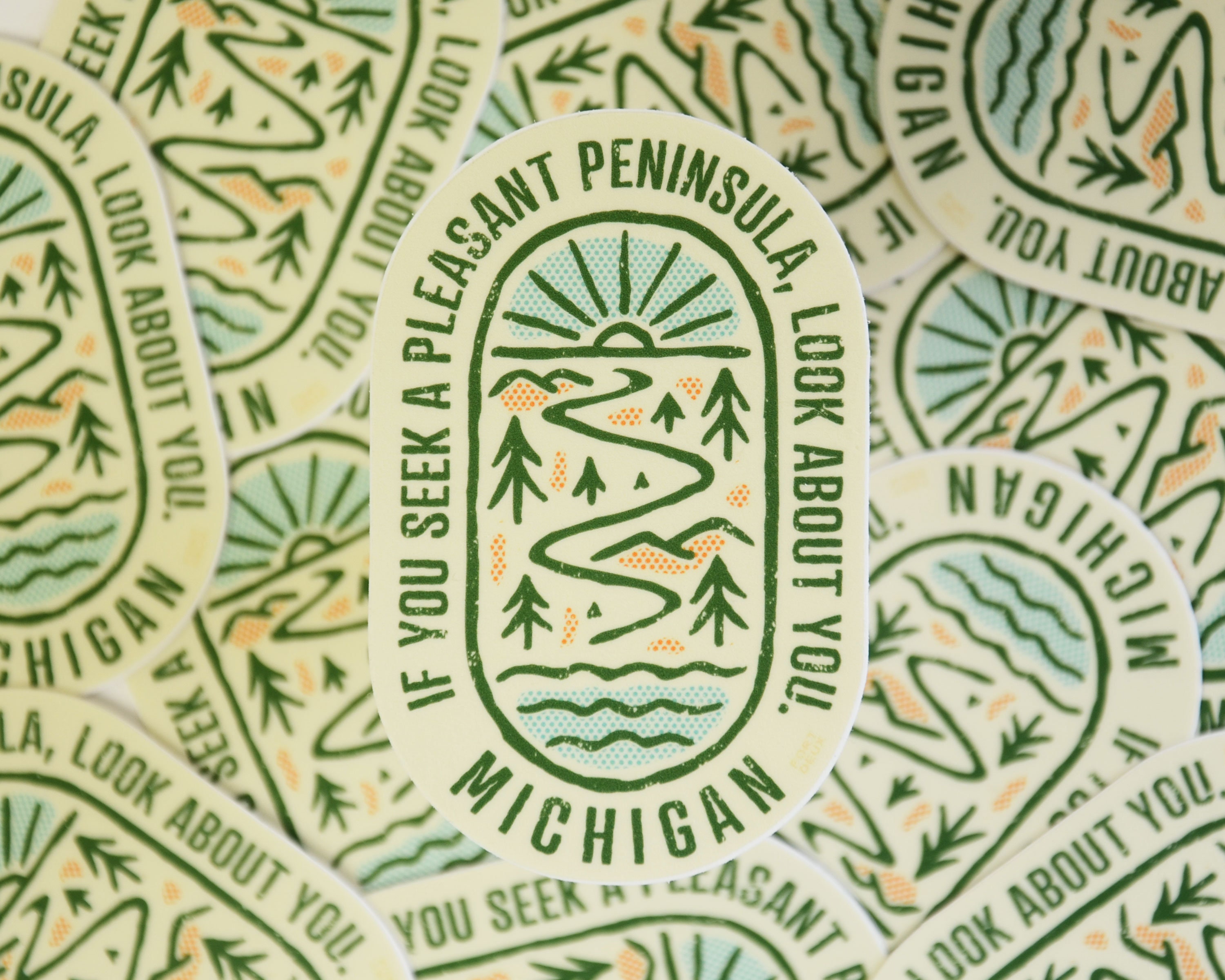 Nature Path Michigan Motto Vintage Feel Sticker, Premium Vinyl All ...