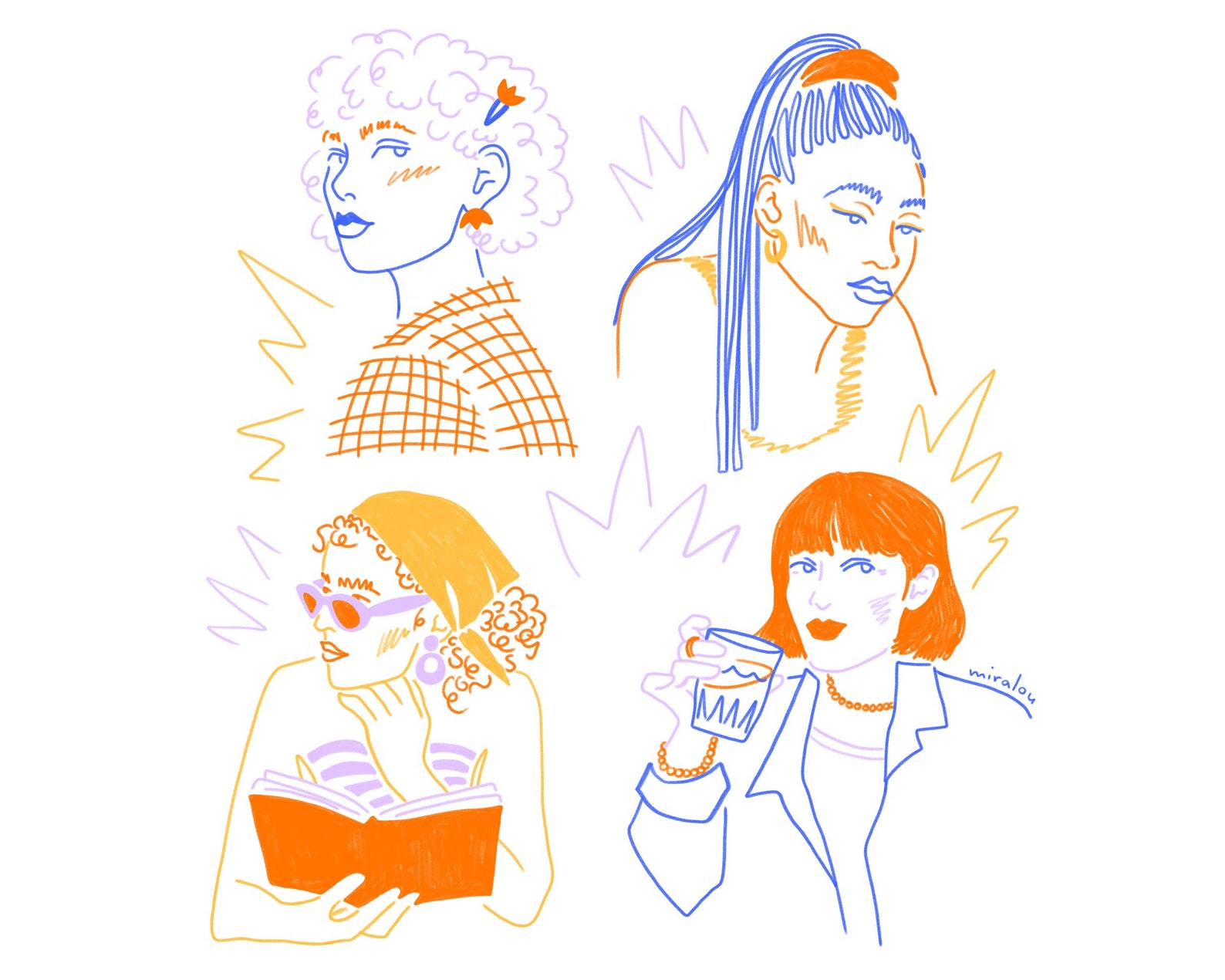 Custom Portrait Single – Colorful Line Art, Drawing, Illustration ...