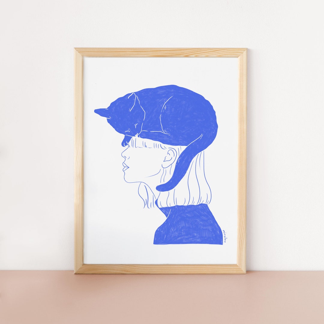 Sleepy Cat Art Print, Poster, Illustration - Etsy