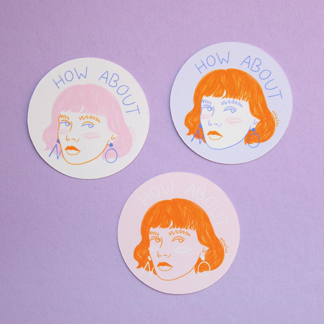 How About No Sticker Set 3 Pieces Illustration, Art, Print - Etsy