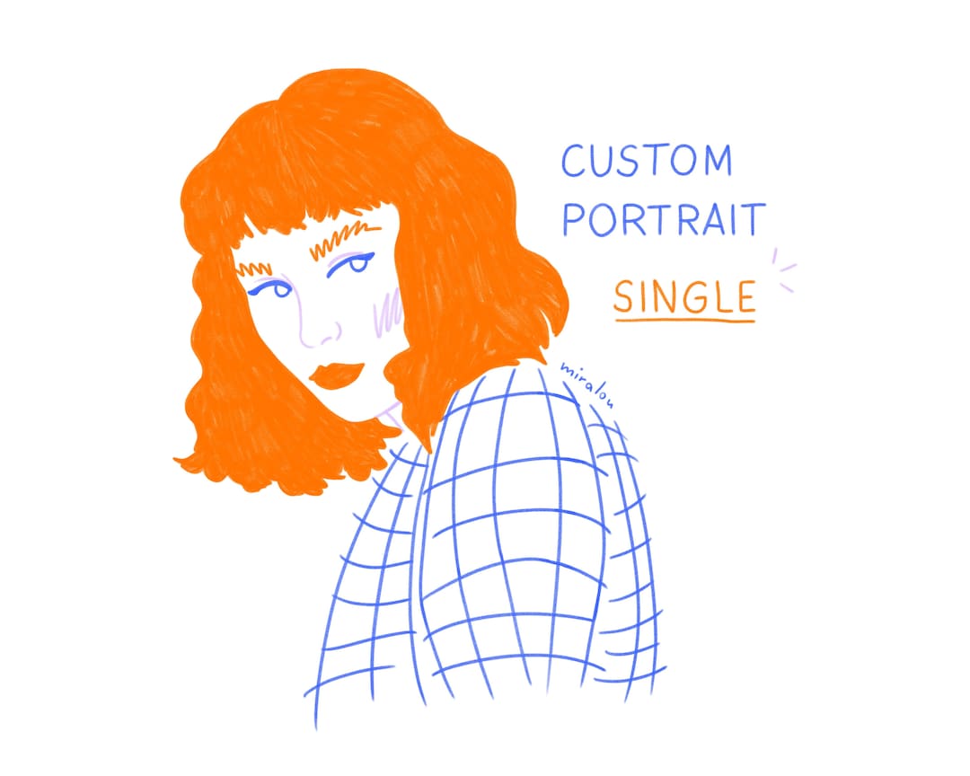Custom Portrait Single – Colorful Line Art, Drawing, Illustration ...
