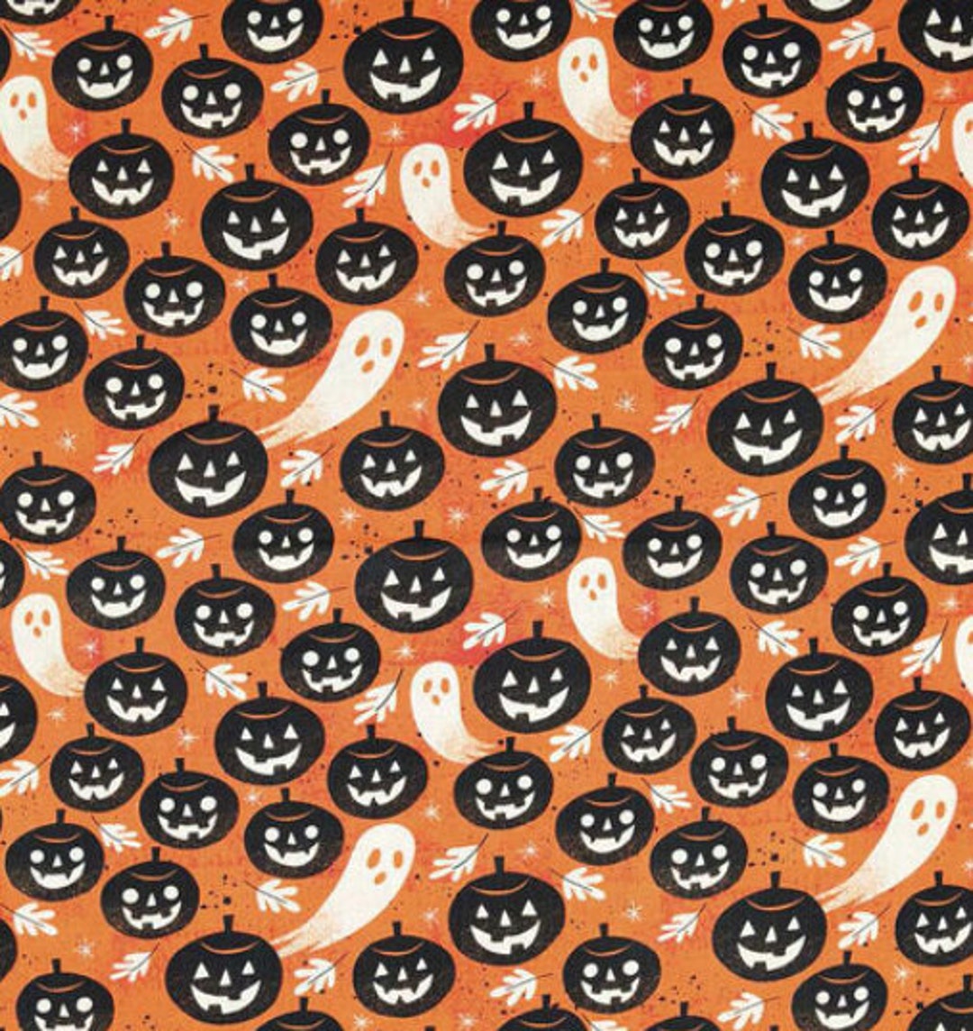 Pumpkins and Ghosts Orange Cotton Fabric/johnny Yanok - Etsy