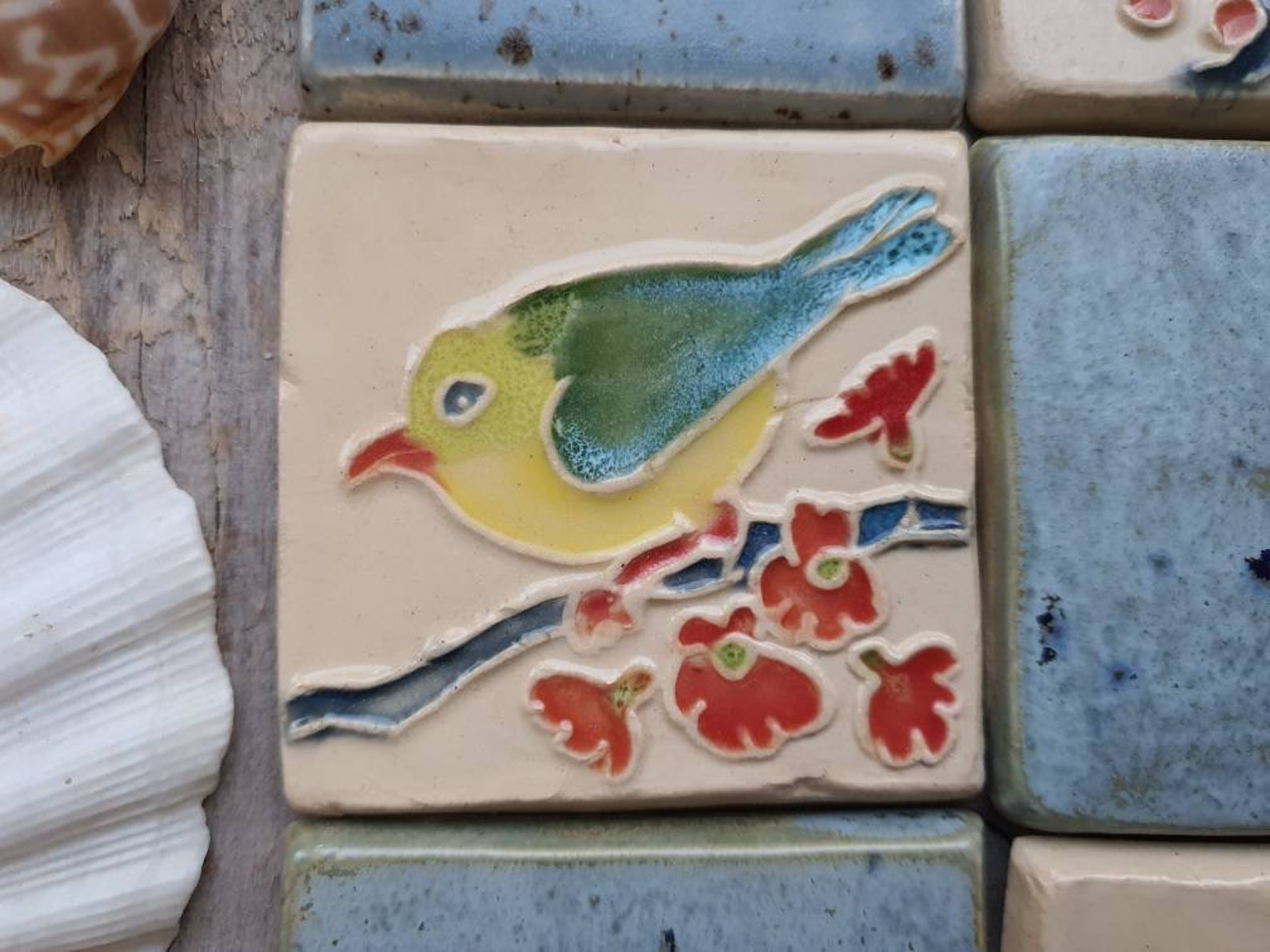 Ukrainian Artist Handmade Ceramic Tiles Set of 9 Backsplash - Etsy