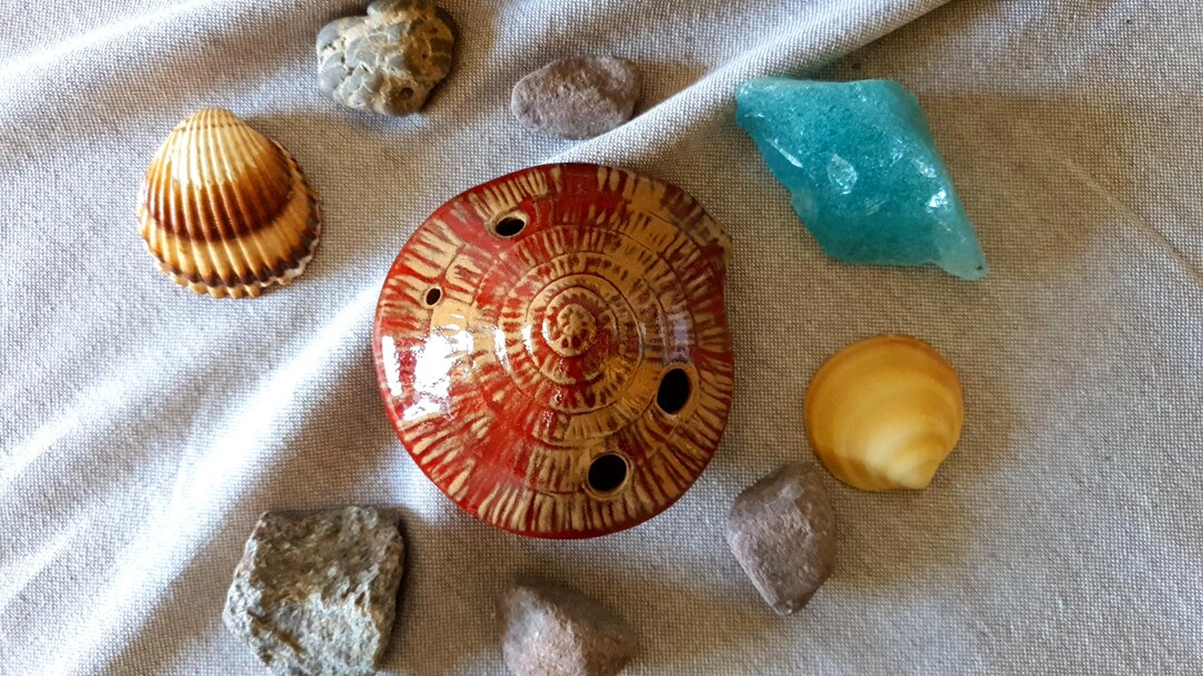 Seashell Ocarina – Handmade Ceramic 4-hole Flute With Fingering Chart ...