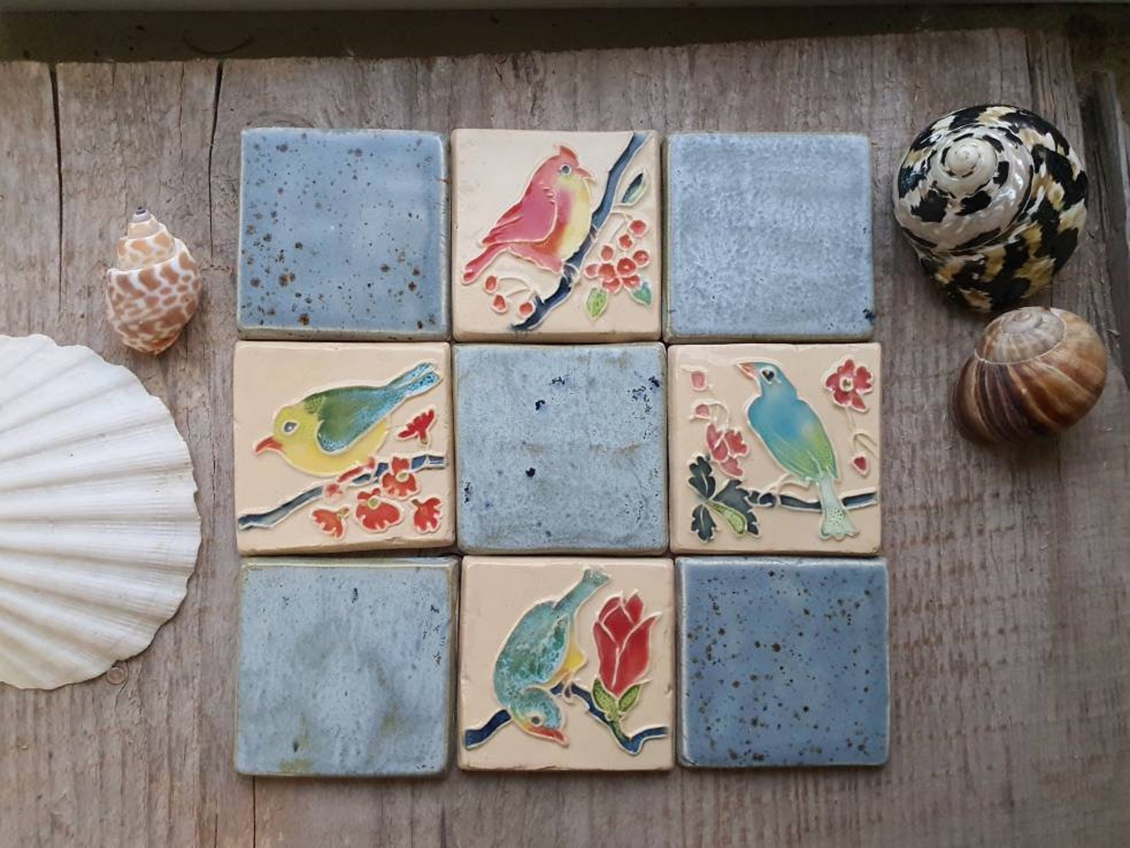 Ukrainian Artist Handmade Ceramic Tiles Set of 9 Backsplash - Etsy