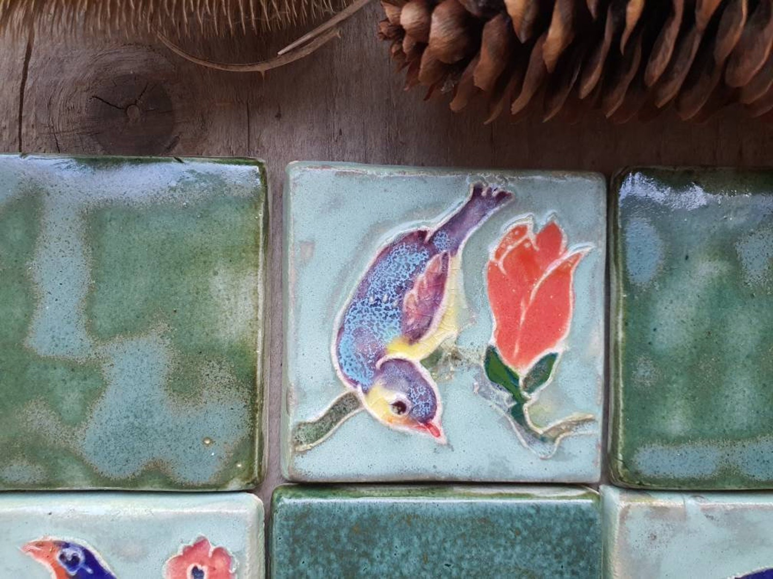 Ukrainian Artist Handmade Ceramic Tiles Set of 9 Backsplash - Etsy