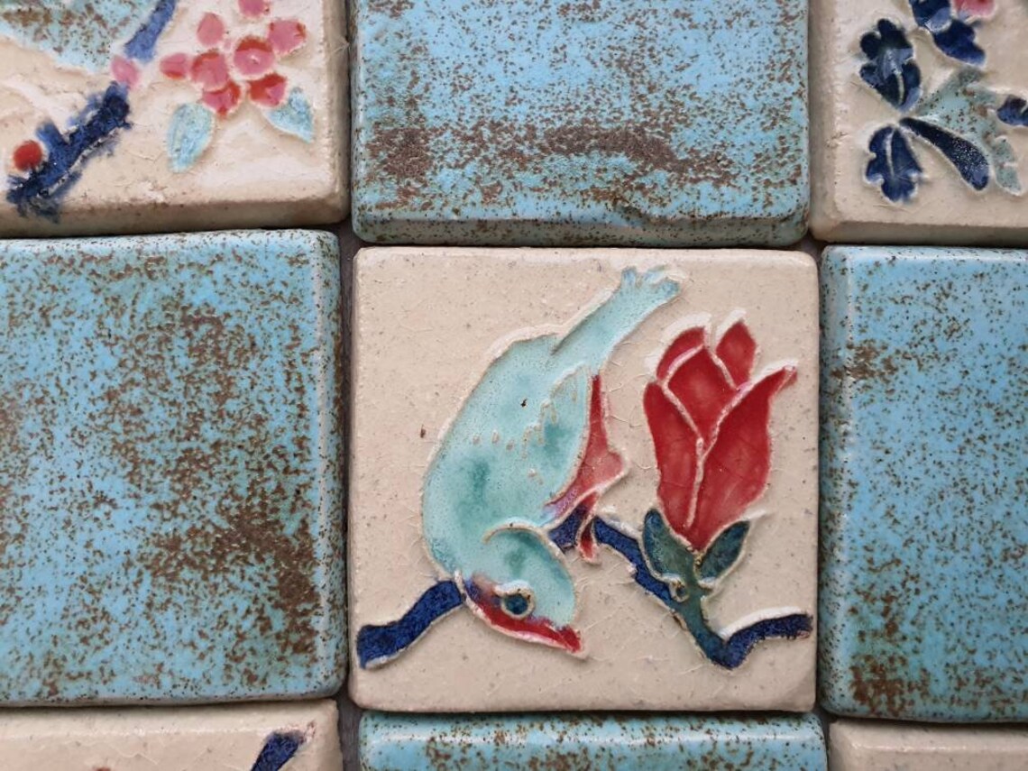 Ukrainian Artist Handmade Ceramic Tiles Set of 9 Backsplash - Etsy