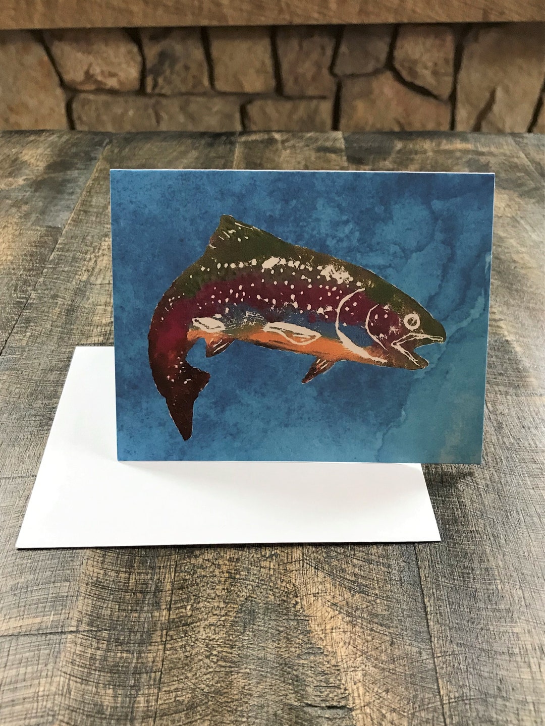 Birthday Card for Fisherman, Fly Fishing Notecard Set, Rainbow Trout ...