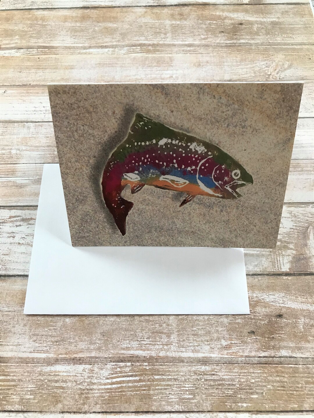 Birthday Card for Fisherman, Trout Notecard Set, Fishing Greeting Card ...