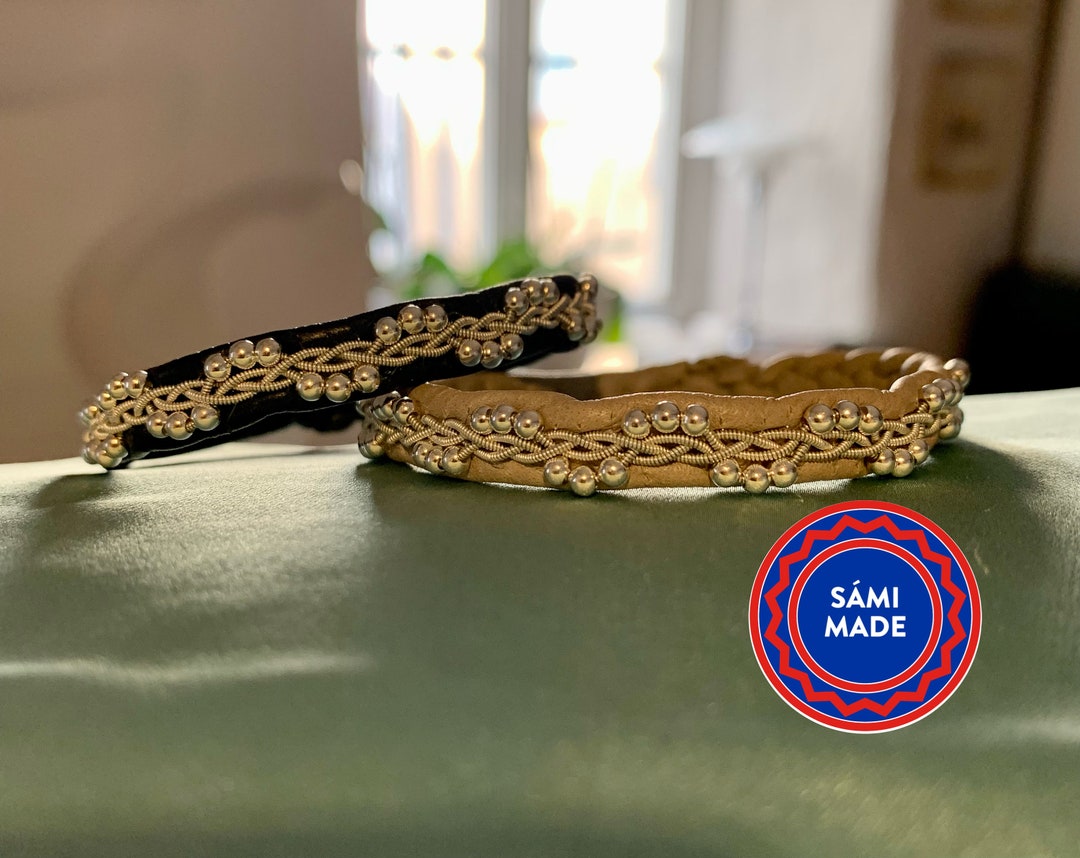 Sami Bracelet in Reindeer Leather warm Light Grey or Black Reindeer ...