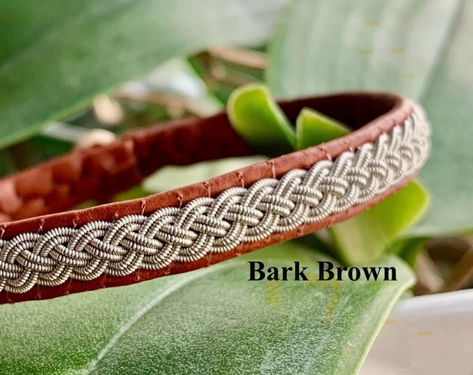 Authentic Sami Reindeer Leather Bracelet ISAK: Braided Pewter and Horn ...