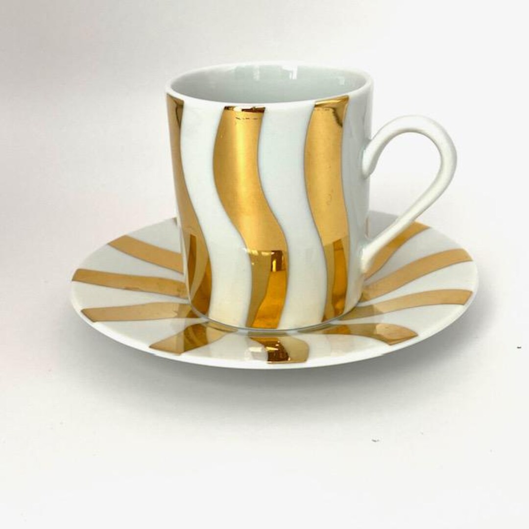 Wawel Polish Demitasse Cup and Saucer, White and Gold Contemporary ...