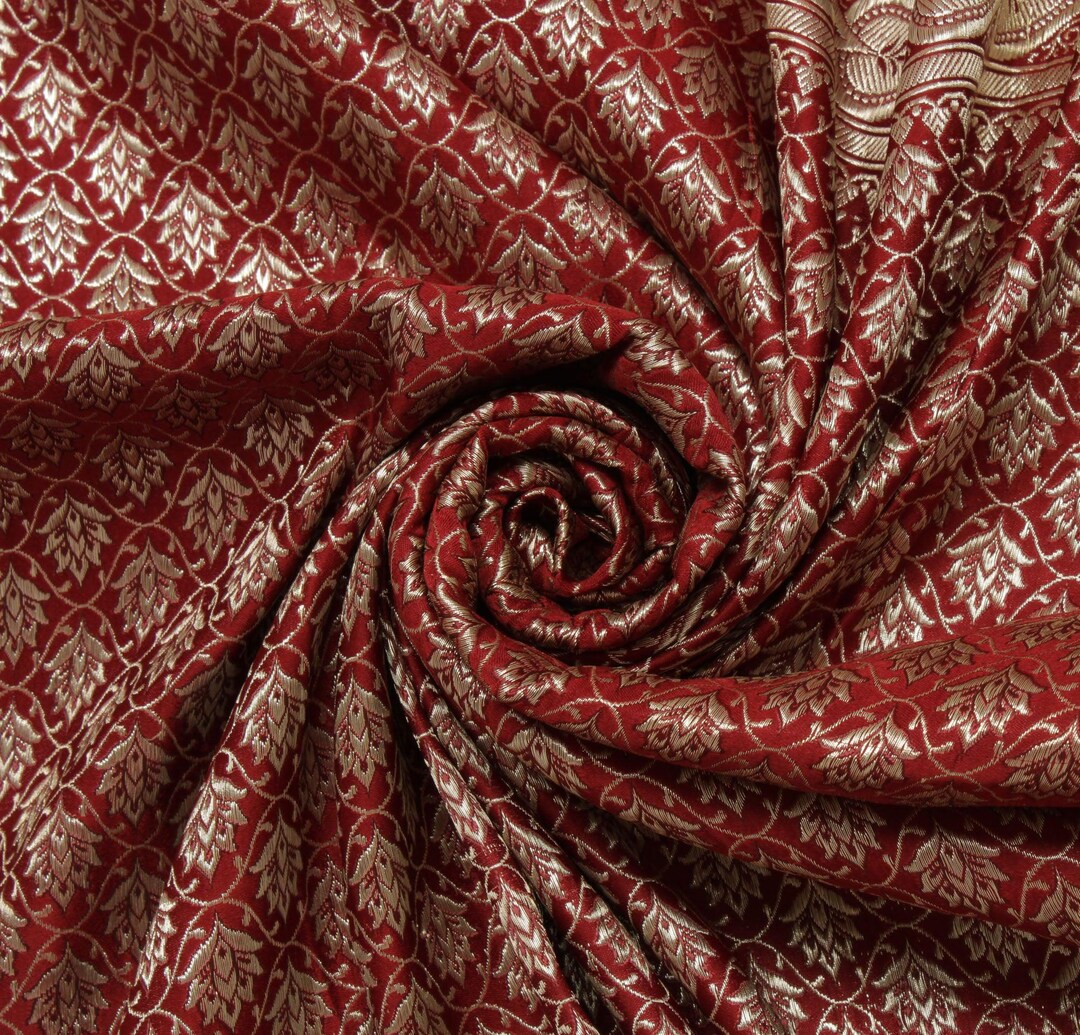 Sushila Vintage Heavy Red Saree 100% Pure Satin Silk Banarasi Brocade ...