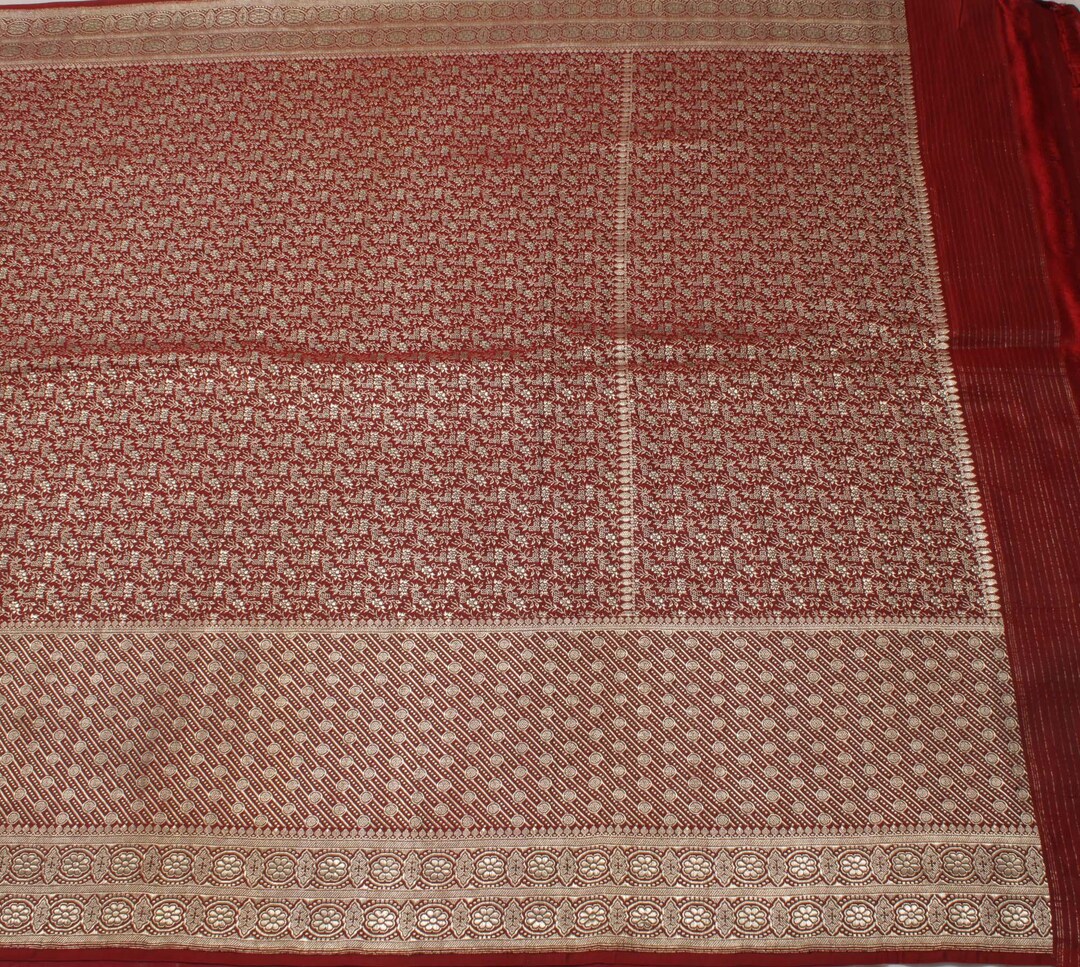 Sushila Vintage Heavy Banarasi Saree Pure Satin Silk Brocade Woven Red ...