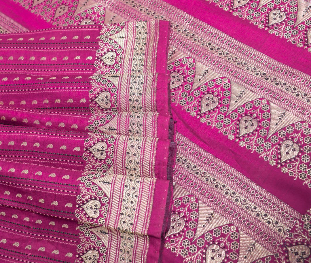 Sushila Vintage Heavy Magenta Saree Pure Satin Silk Banarasi Brocade ...