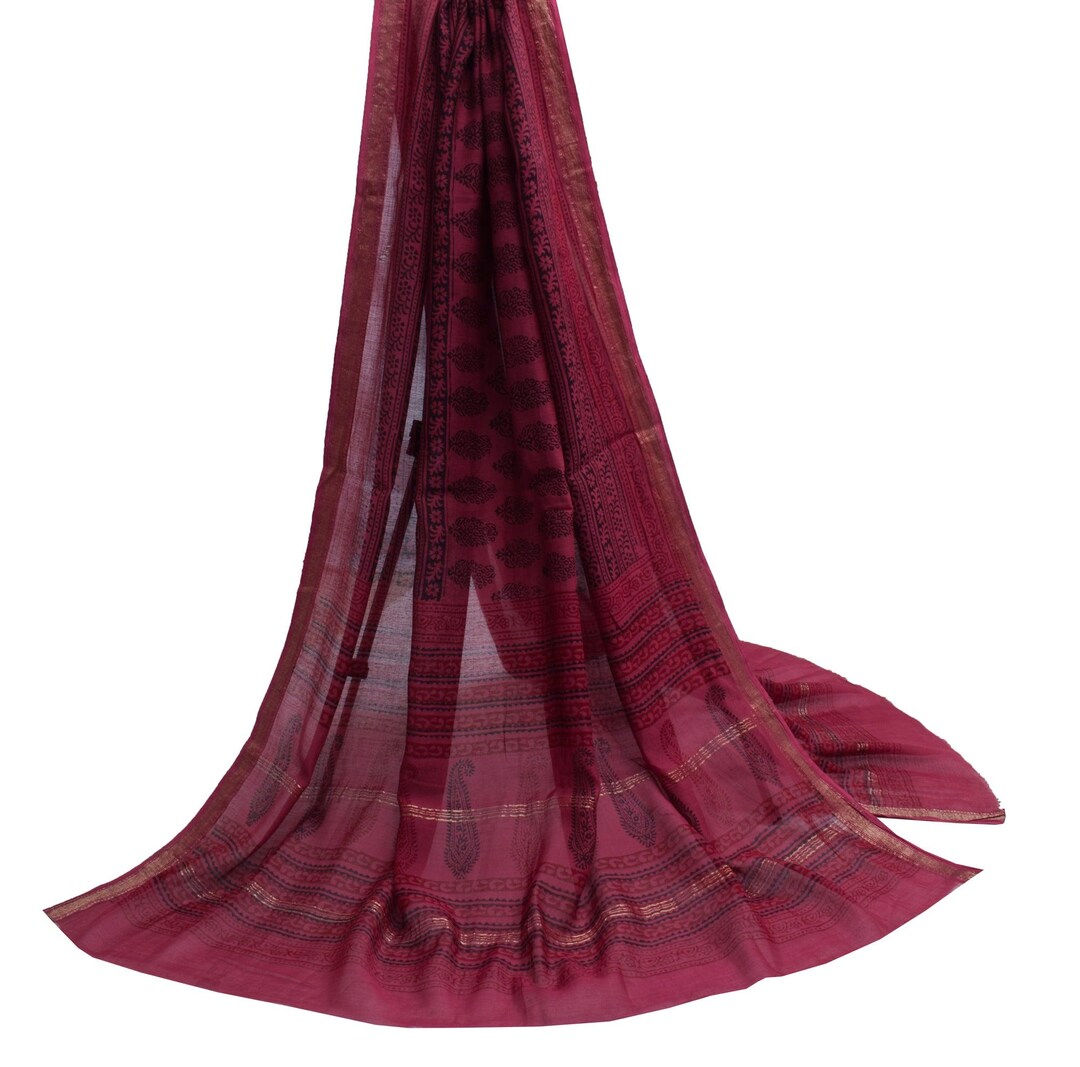 Sushila Vintage Indian Dupatta 100% Pure Cotton Printed Long Stole ...