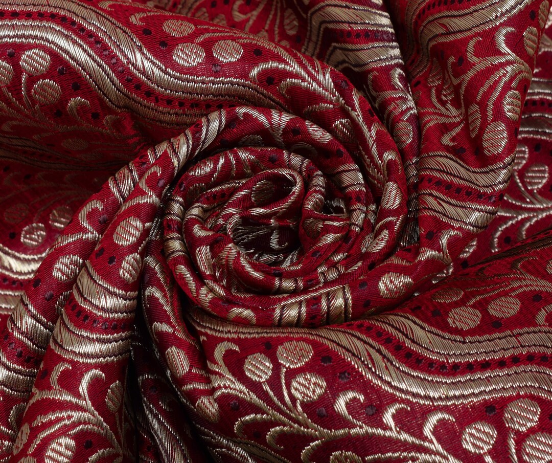 Sushila Vintage Heavy Dark Red With Green Pallu Wedding Saree 100% Pure ...