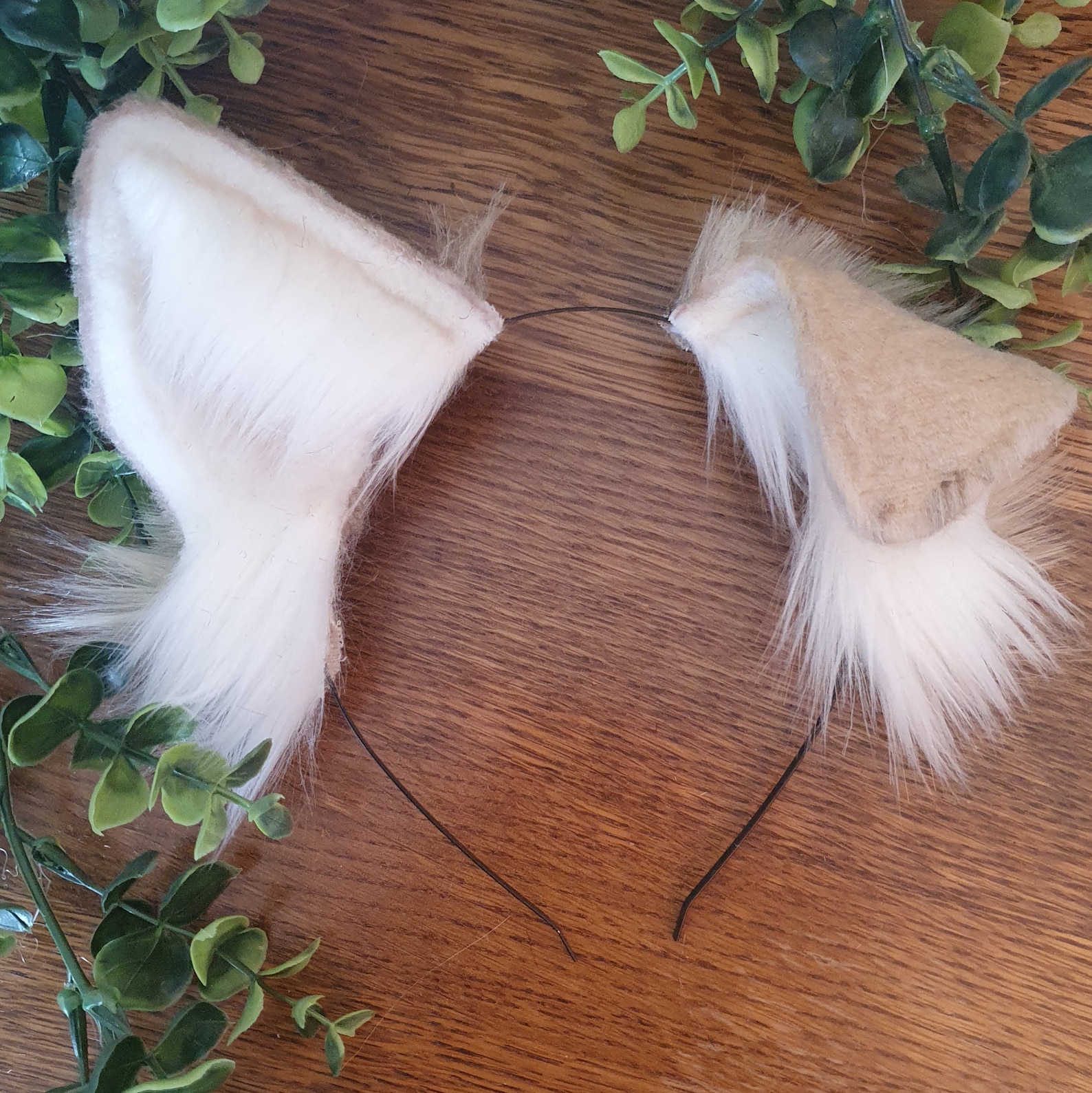 Dog Ears : Light Brown and White Faux Fur Dog Ears Headband/ Handmade ...