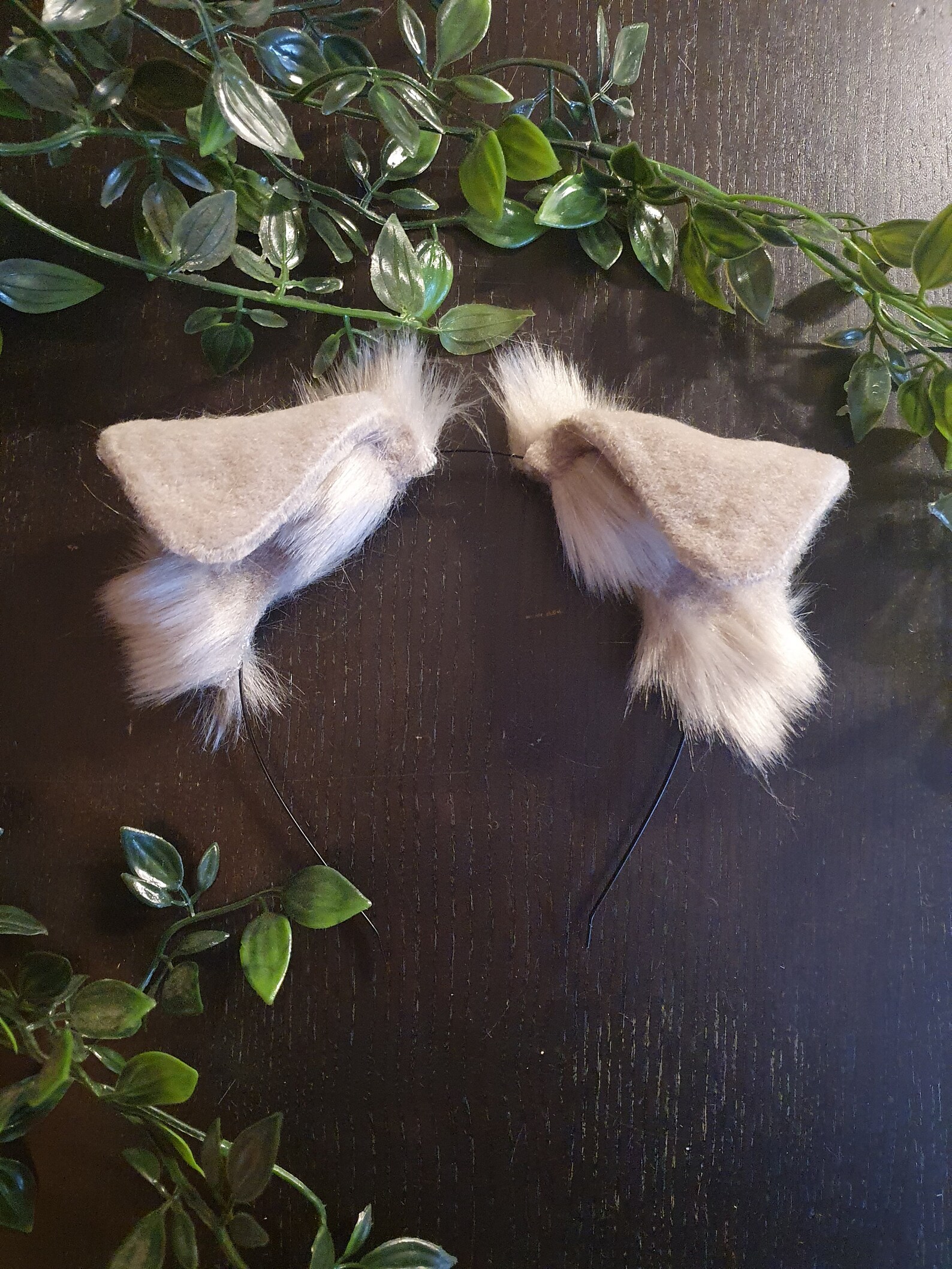 Dog Ears : Gray Silver Puppy Ears/ Faux Fur Dog Ears Headband/ Handmade ...