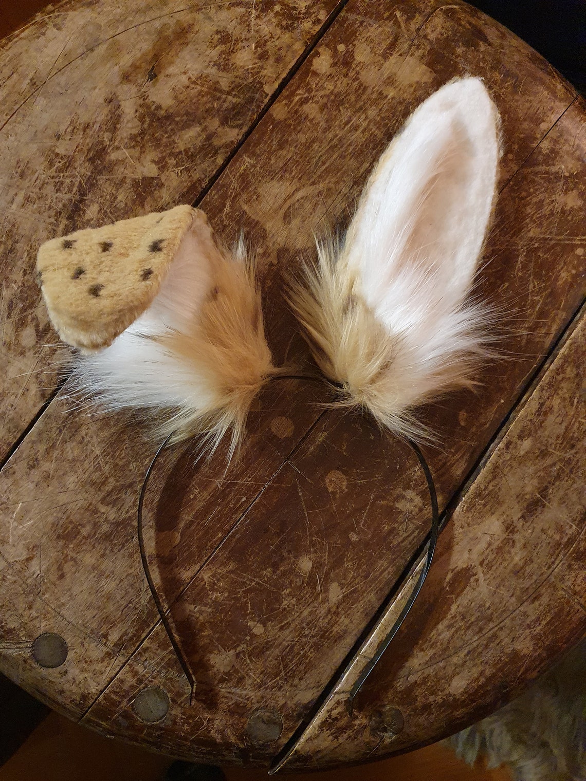 Bunny Ears : Light brown spotted Faux Fur bunny Ears Headband/ | Etsy