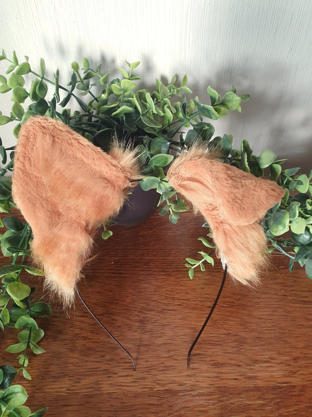 Dog Ears : Orangy Brown Faux Fur Dog Ears Headband/ Handmade Ears ...
