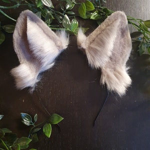 Dog Ears : Gray Silver Puppy Ears/ Faux Fur Dog Ears Headband/ Handmade ...