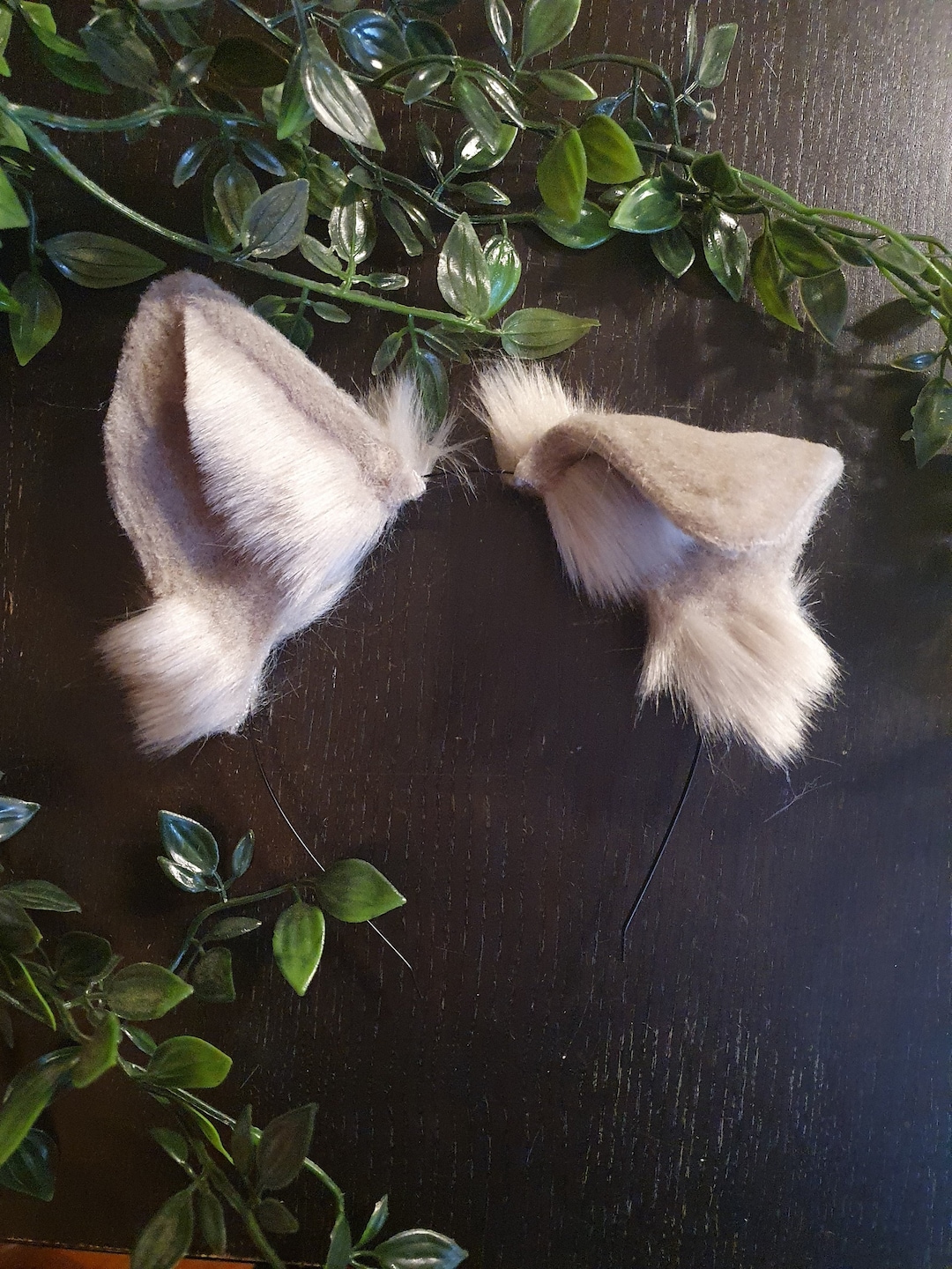 Dog Ears : Gray Silver Puppy Ears/ Faux Fur Dog Ears Headband/ Handmade ...