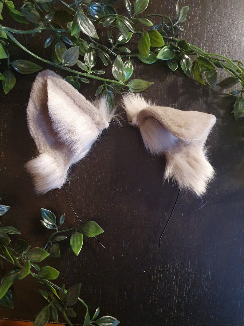 Dog Ears : Gray Silver Puppy Ears/ Faux Fur Dog Ears Headband/ Handmade ...