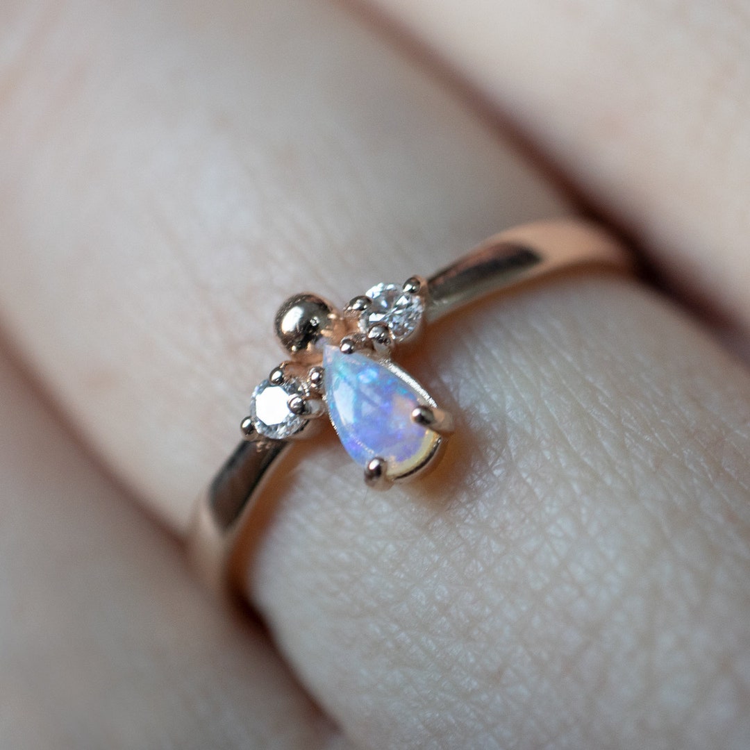 Guardian Angel Engagement Ring for Women With Opal Diamond - Etsy