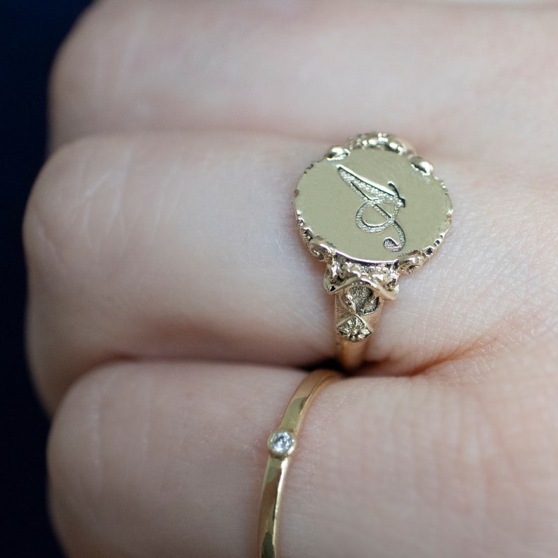 Antique Signet Ring Vintage Style Signet Ring Personalized - Etsy