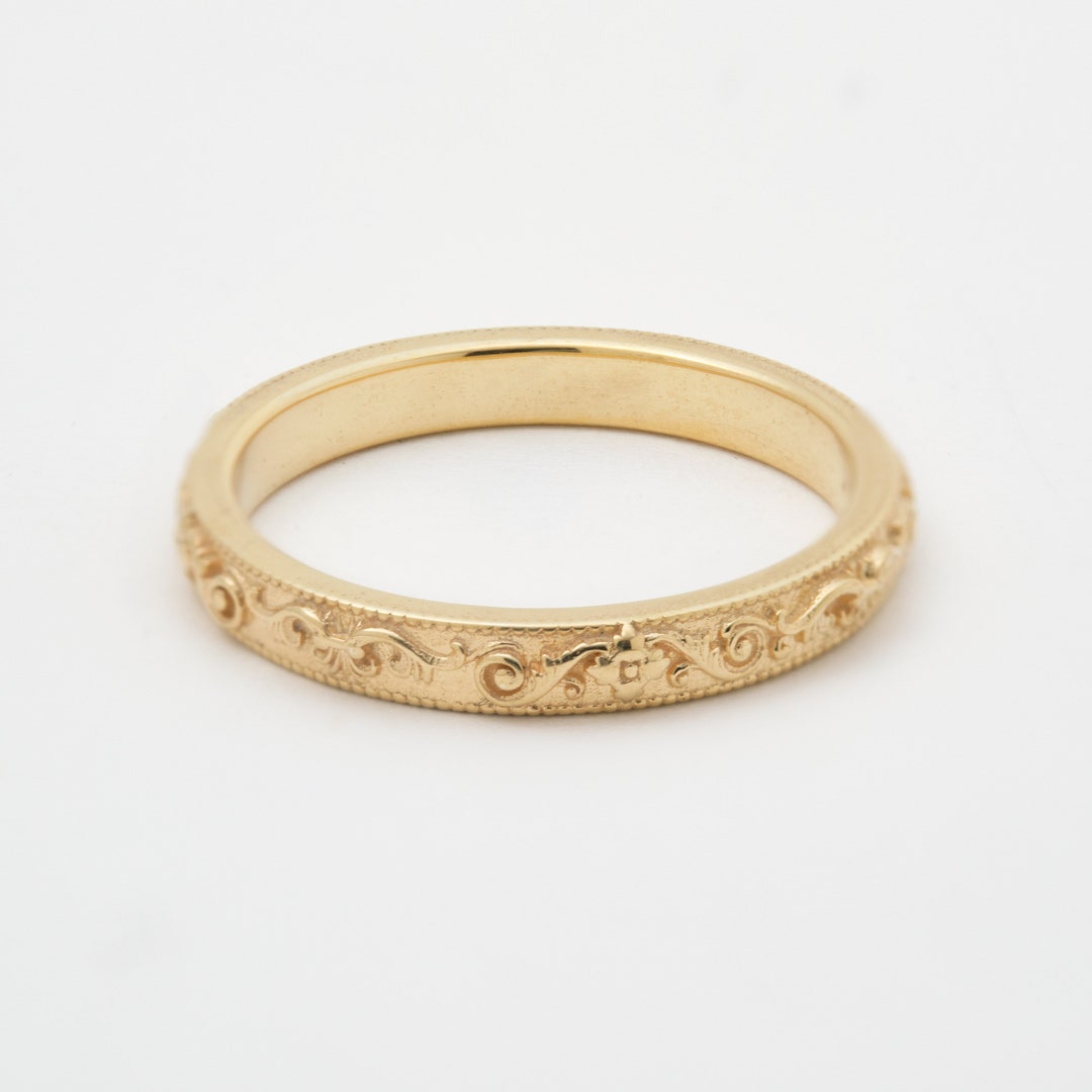 Antique Wedding Ring Baroque Vintage Wedding Band Italian Style in 14 ...