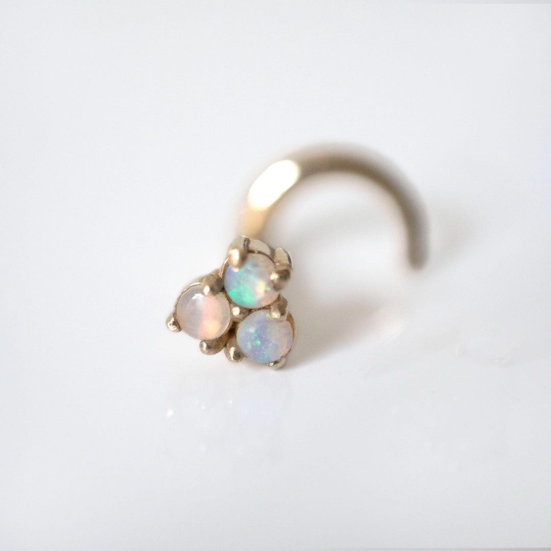 Trio Opal Nose Ring | Dainty Opal Piercing | Australian Opal | Minimal Opal Piercing - Etsy