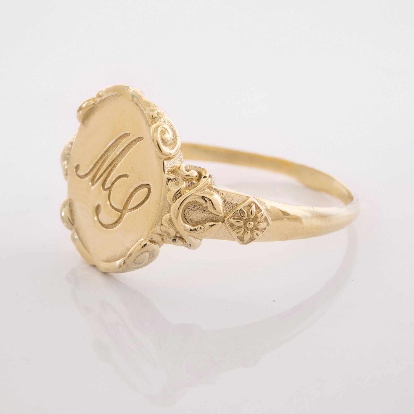 Antique Signet Ring Vintage Style Signet Ring Personalized - Etsy