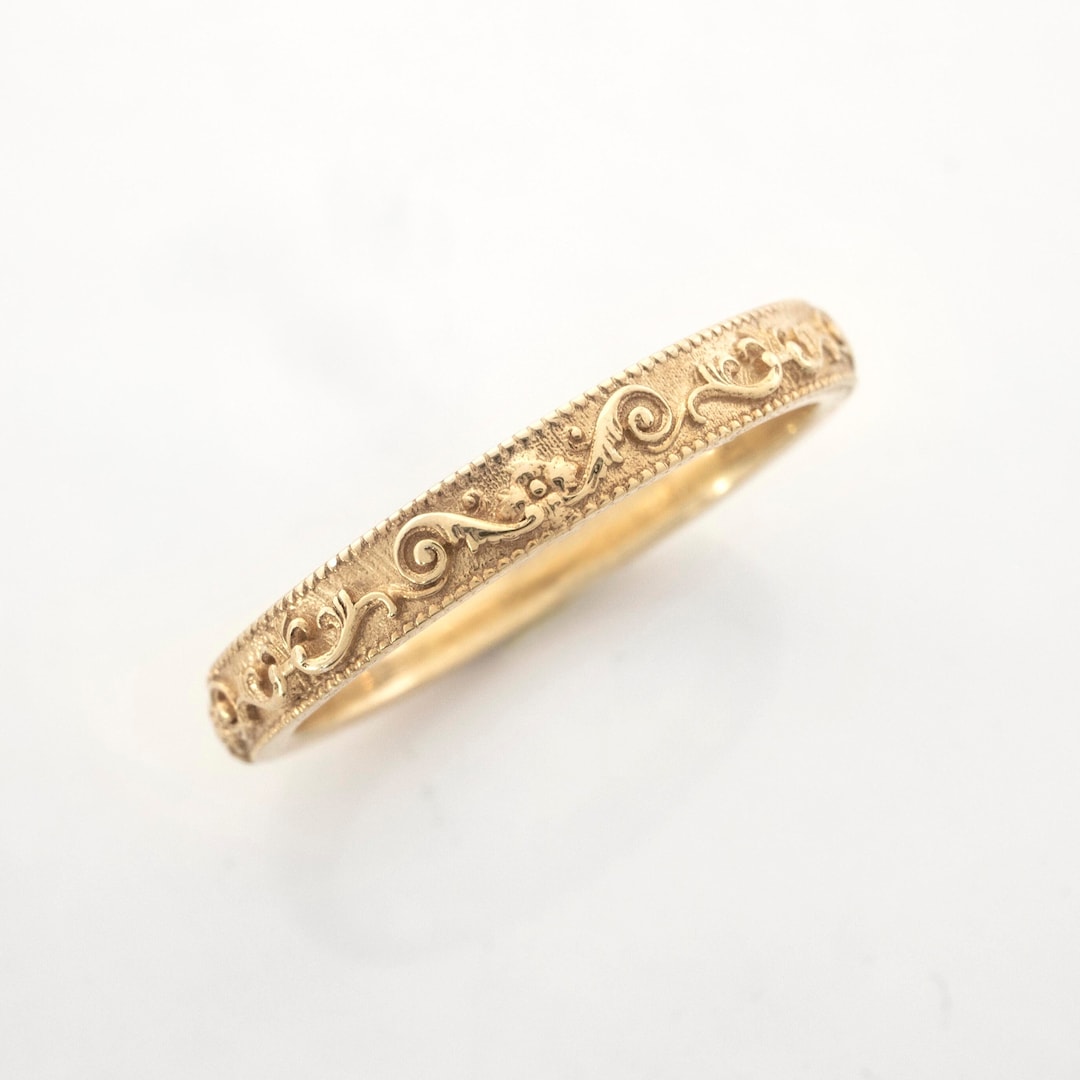 Antique Wedding Ring | Baroque Vintage Wedding Band | Italian Style in ...