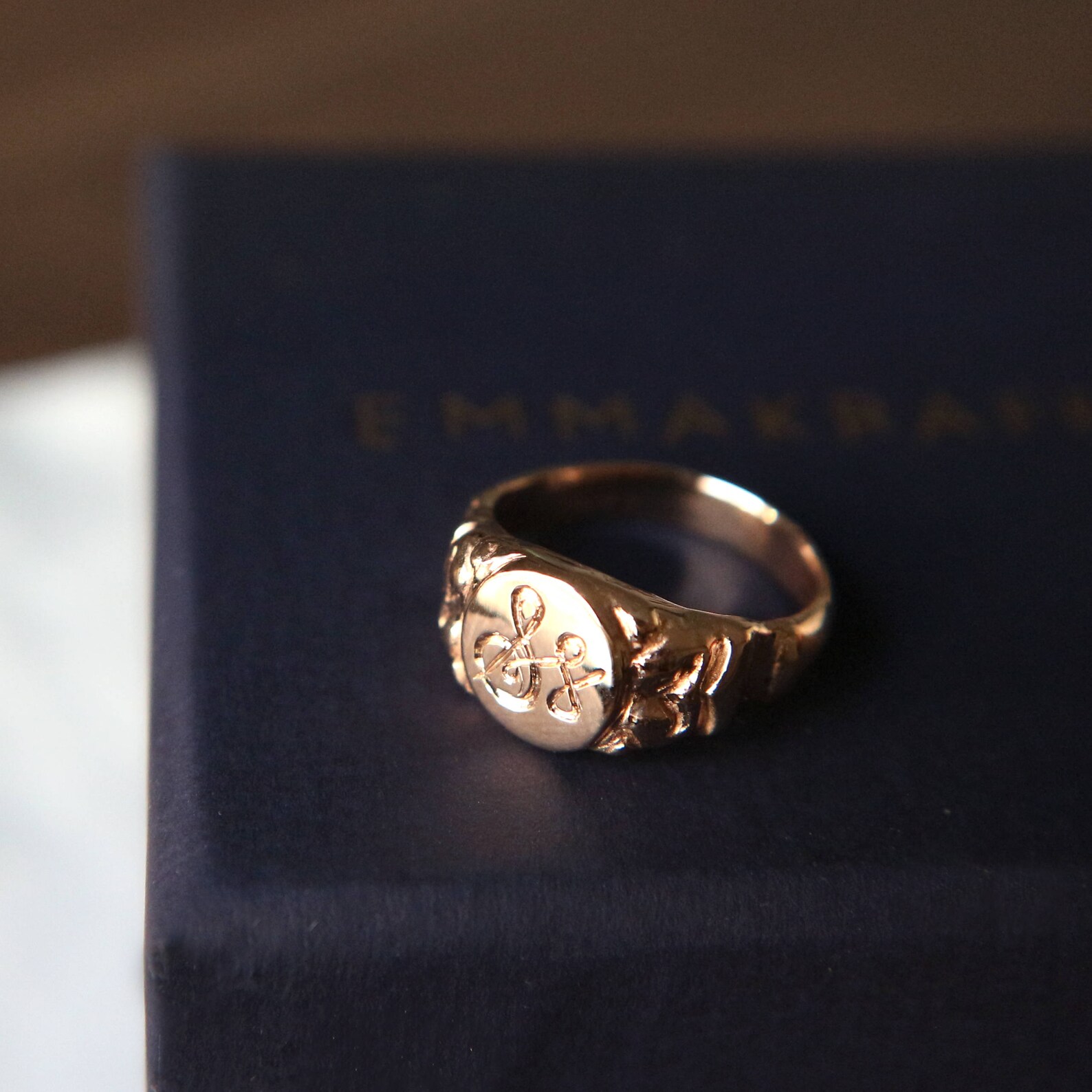 Vintage Style Signet Ring Personalized and Engraved in 8K | Etsy