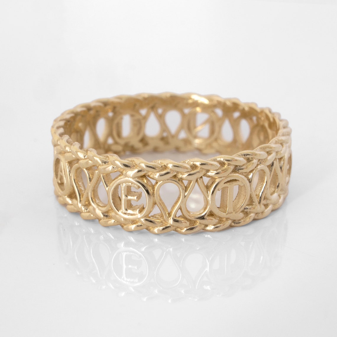 Latin Letters Forever Ring Aeternum Wedding Band Antique - Etsy