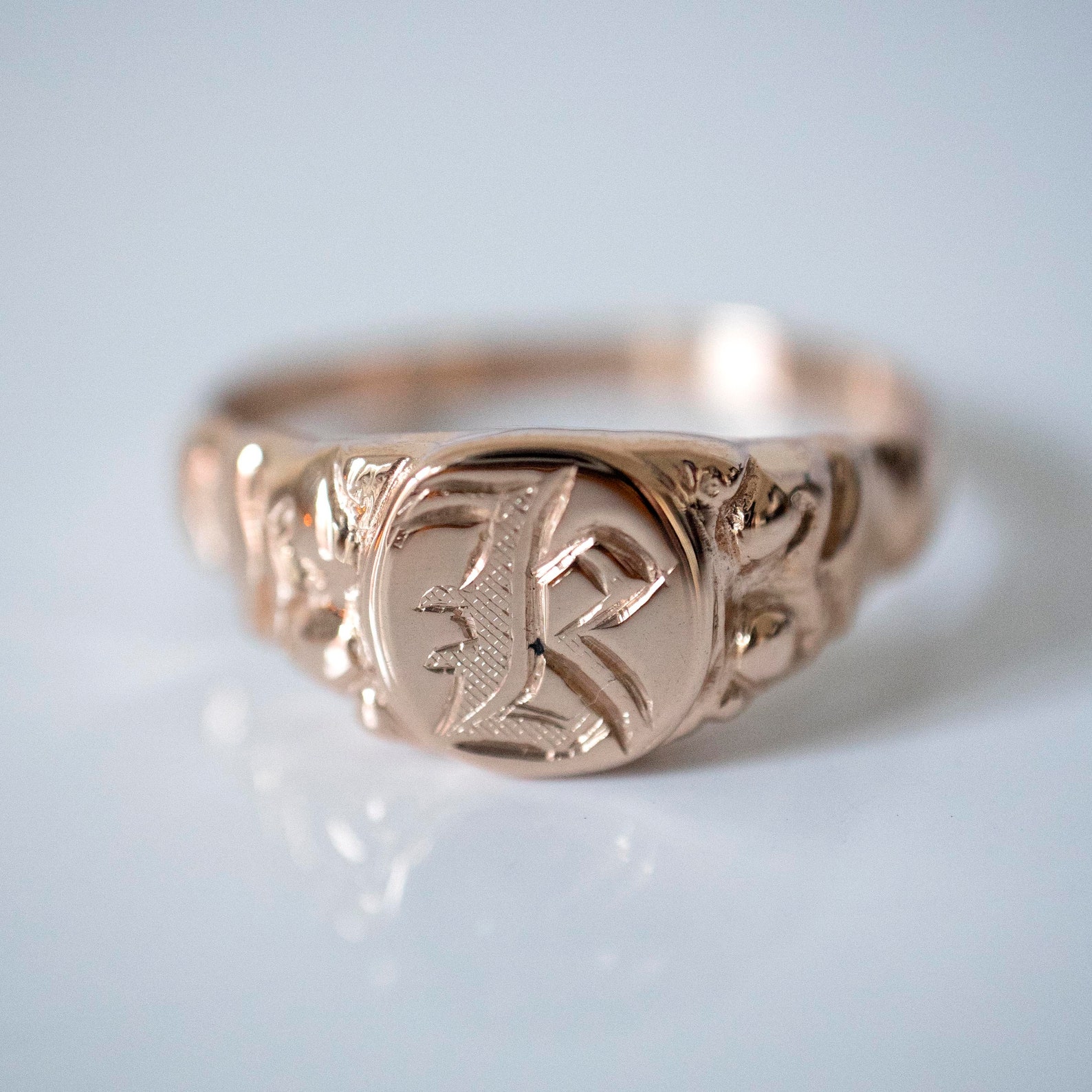 Vintage Style Signet Ring Personalized and Engraved in 8K - Etsy