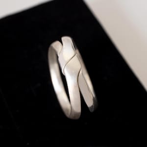 Modern Sterling Silver Gimmel Ring: Secret Message Puzzle Wedding Band ...
