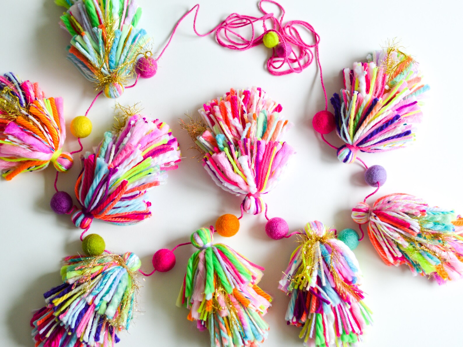 Tassel Garland Yarn Tassels Rainbow Tassels Felt Ball - Etsy